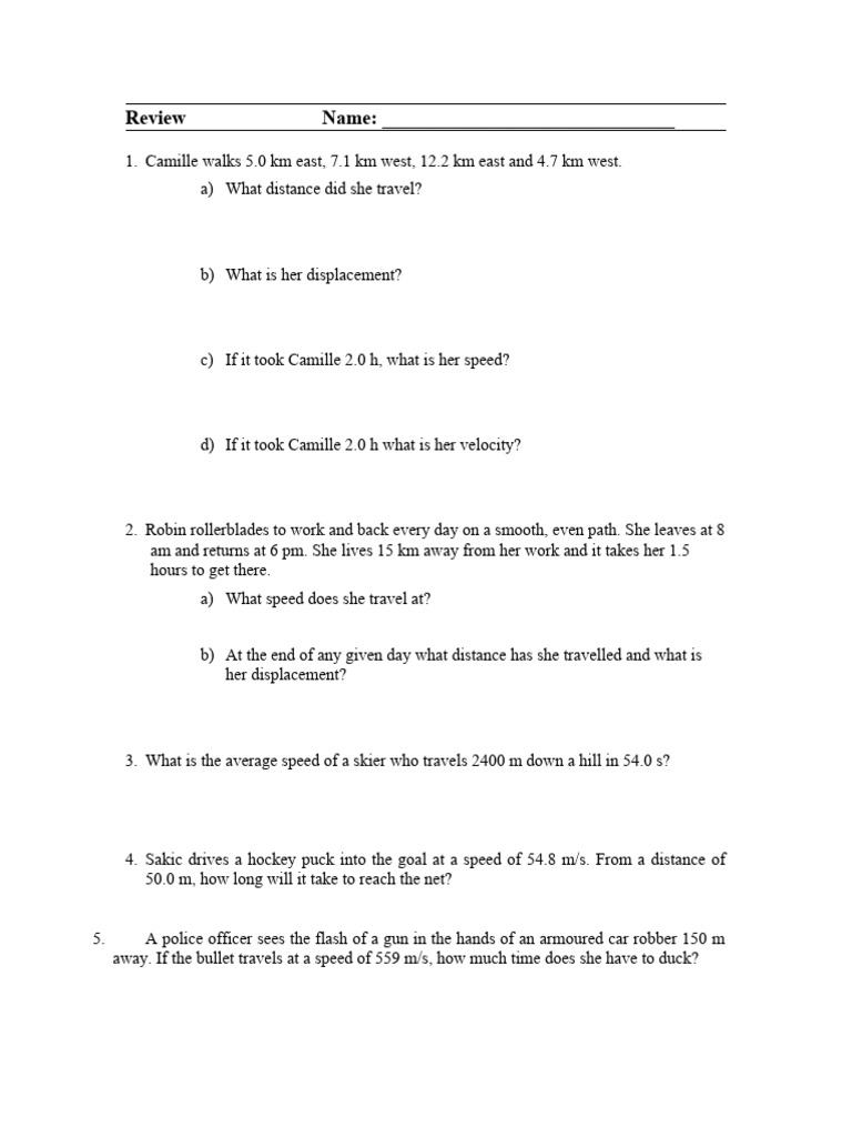 Physics Review Questions and Problems | PDF | Potential Energy | Speed