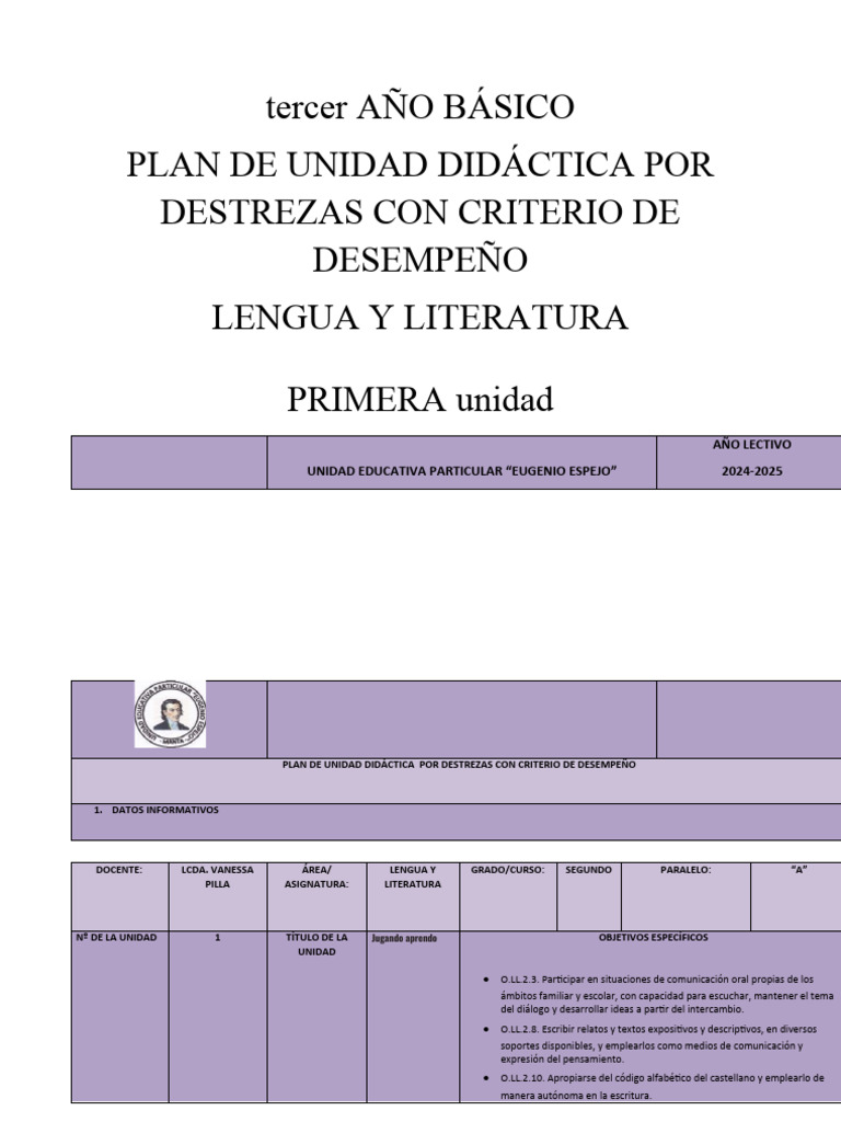 Plan Didáctico de Lengua y Literatura | PDF | Comunicación | Lengua ...