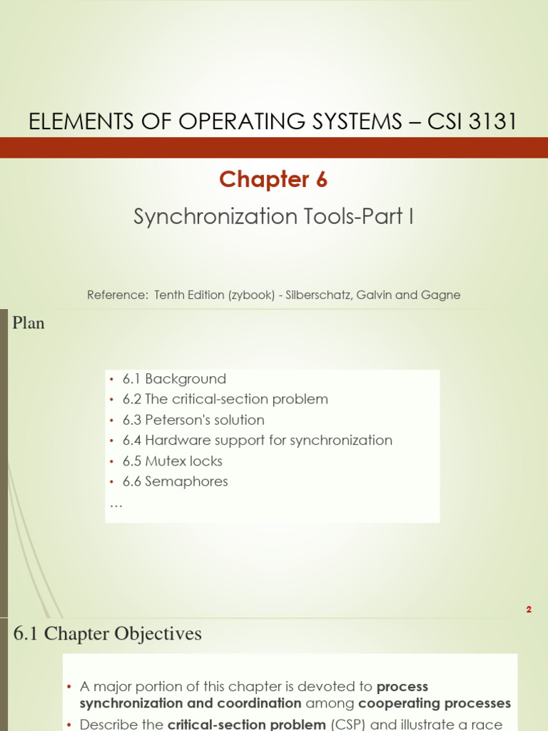 Csi3131 Ch6 Synchronization Part1 Pdf Thread Computing Computer Programming 