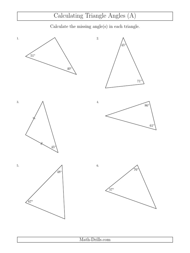 Triangles Calculate Angles Given Other Angles All.1454588977 | PDF ...