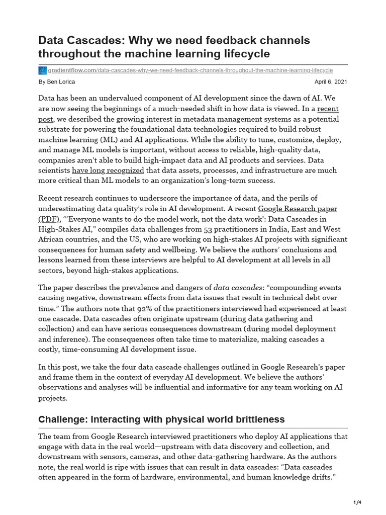 Lorica - 2021 - Data Cascades Why We Need Feedback Channels Throu | PDF ...