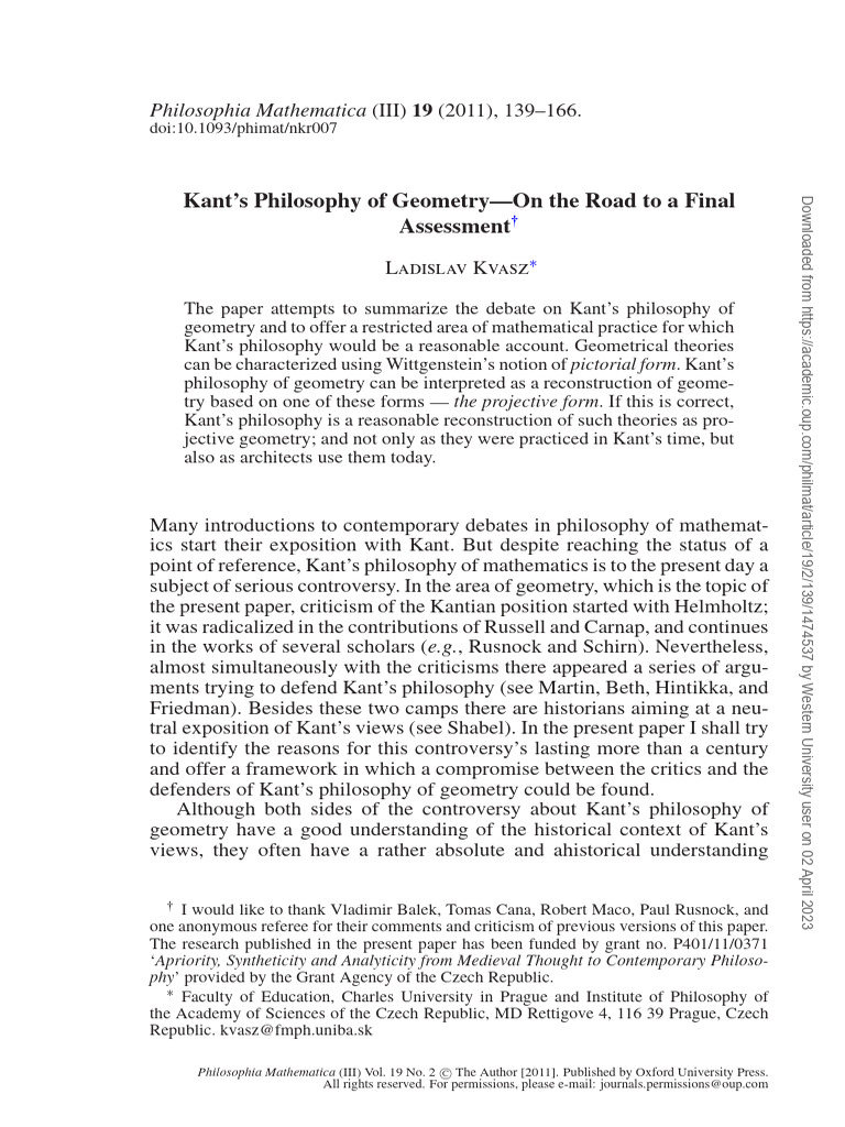 Kant's Geometry Philosophy Explained | PDF | Axiom | Immanuel Kant
