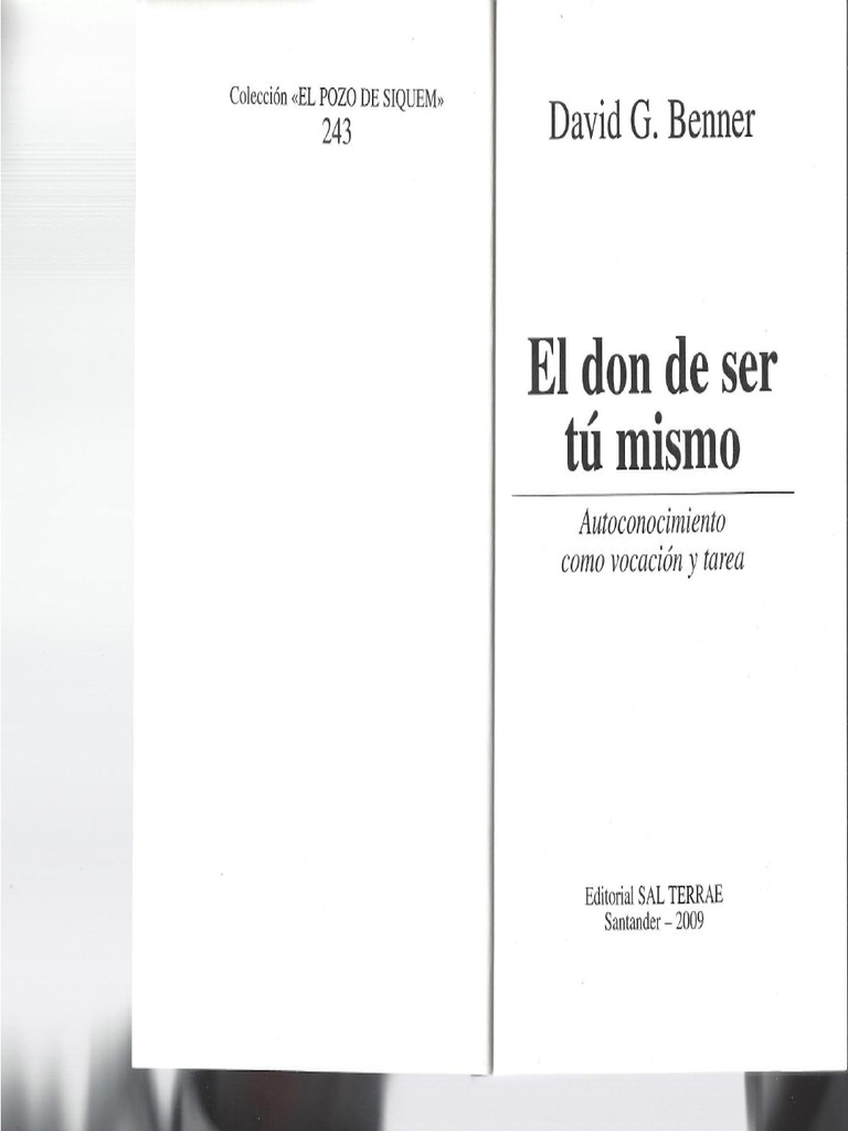 El Don de Ser Tú Mismo, David Benner | PDF