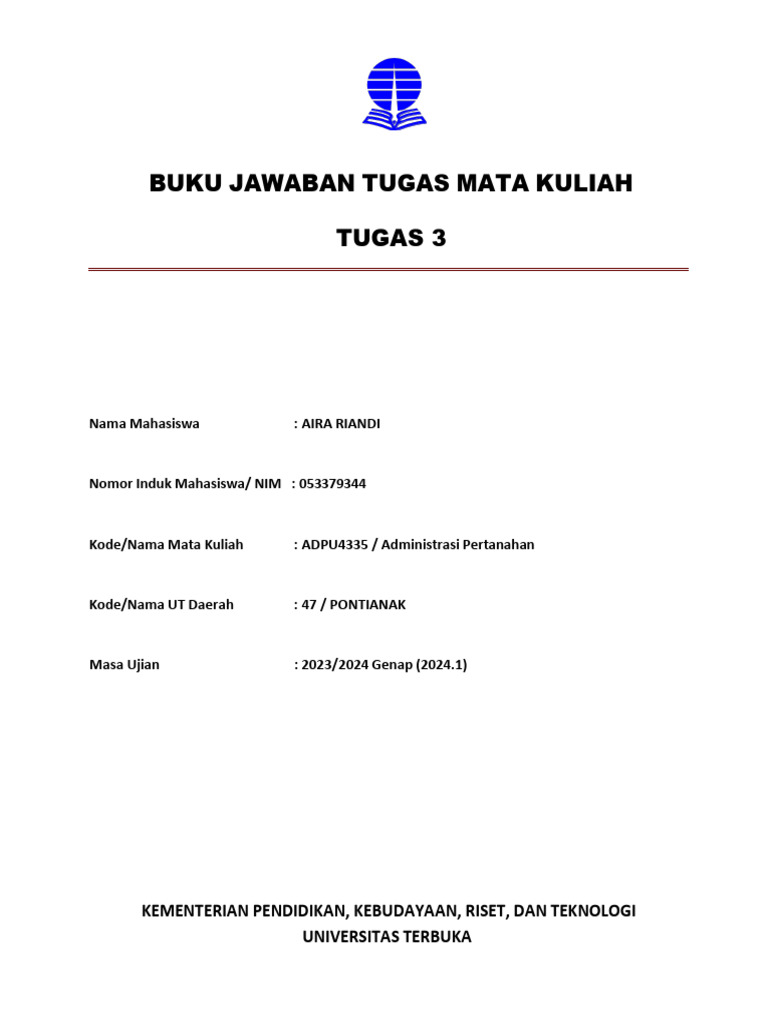Tugas 3 Administrasi Pertanahan | PDF