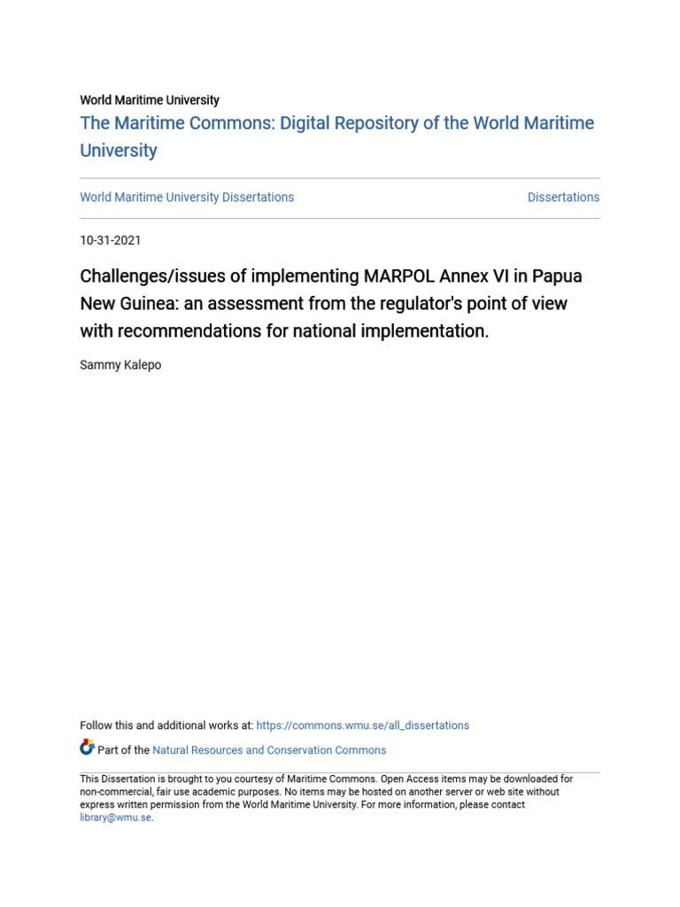 Challenges - Issues of Implementing MARPOL Annex VI in Papua New Gu | PDF | Atmosphere Of Earth ...