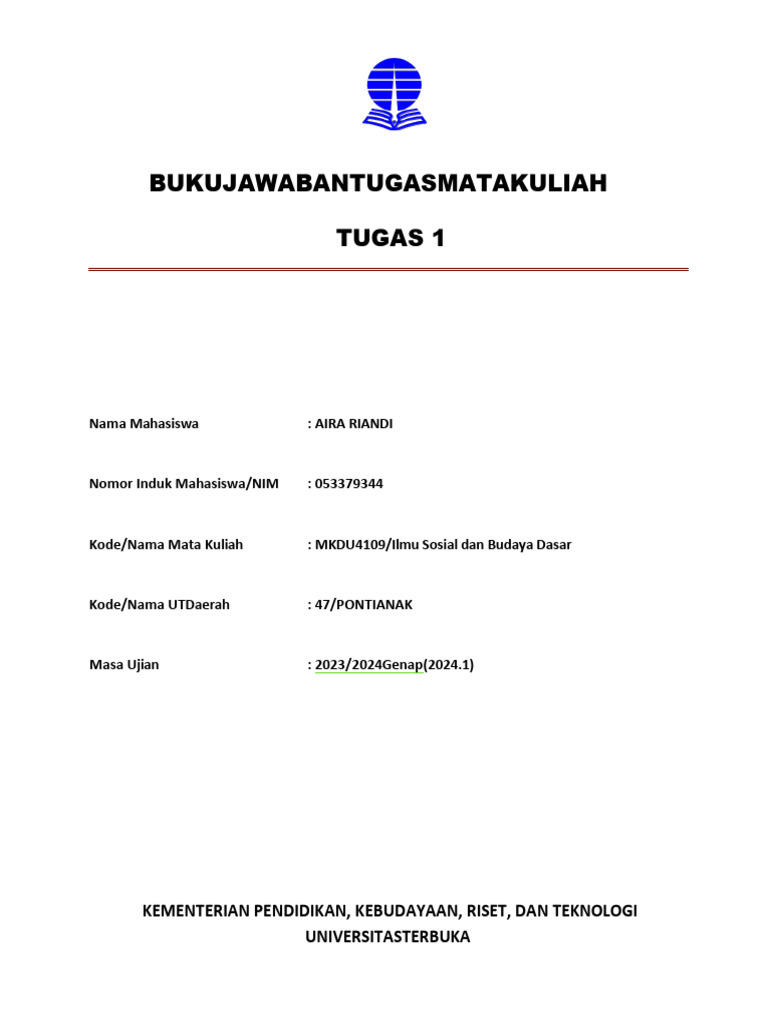 Tugas 1 Ilmu Sosial Dan Budaya Dasar | PDF