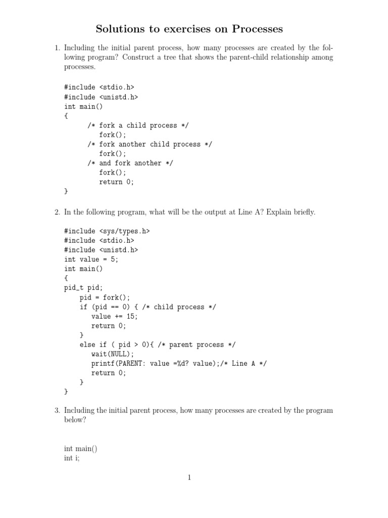 Exercises On Processes Solutions | PDF | Computing | Software Development