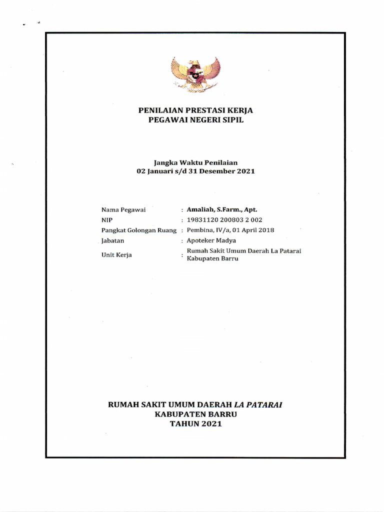 Kps 19 .1 Skp. Bukti Pelaksanaan Penilaian Kinerja Tenaga Kes Lainnya | PDF