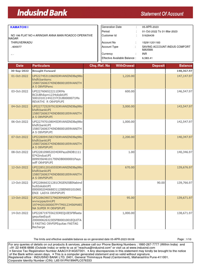 AD Daily Statement | PDF | Service Industries | Financial Services