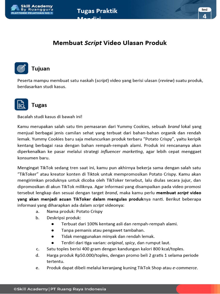 TPM 2 Membuat Script Video Ulasan Produk - Moh Syarif Hidayatullah | PDF | Bisnis | Komputer