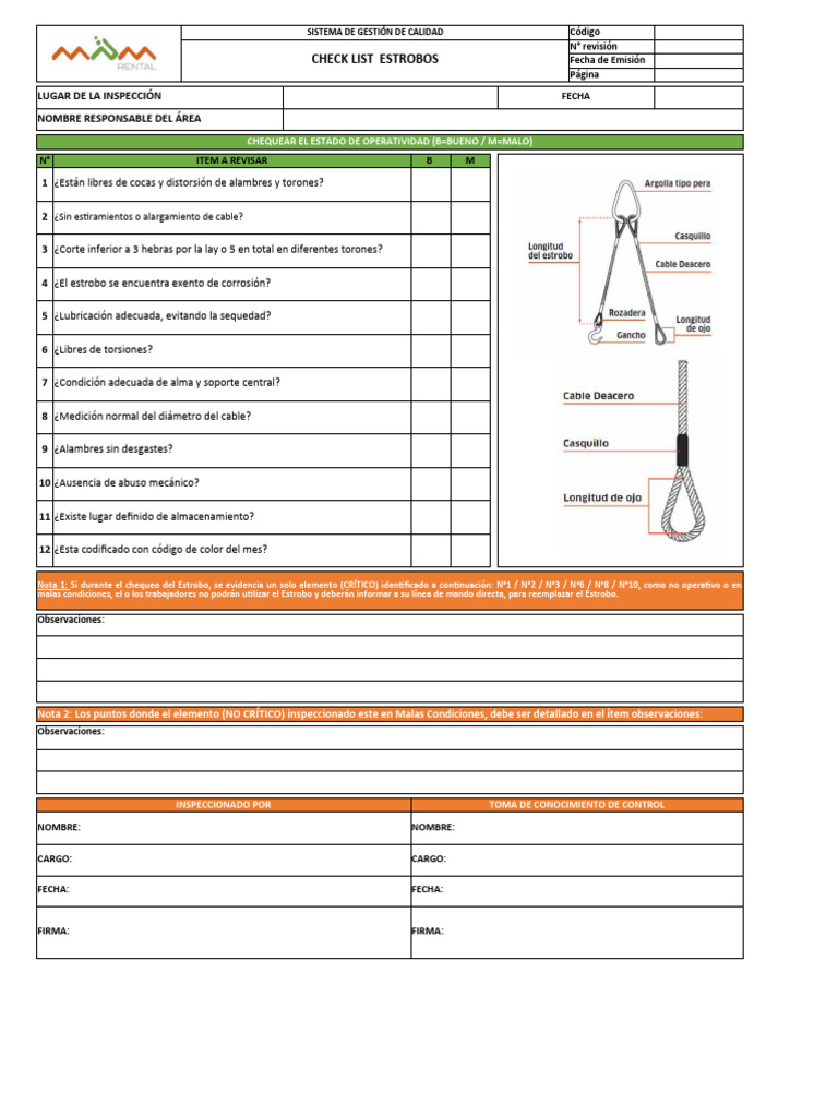 Check List Estrobos MPM | PDF
