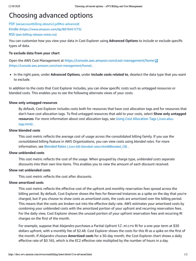 Choosing Advanced Options - AWS Billing and Cost Management | PDF ...