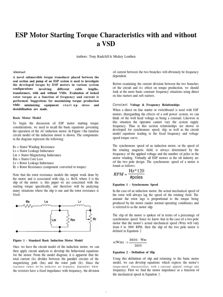 ESP Motor Starting | PDF | Electric Motor | Electronics