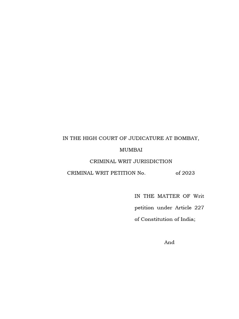 Writ Petition Under Article 227: Bombay High Court | PDF | Lawsuit ...