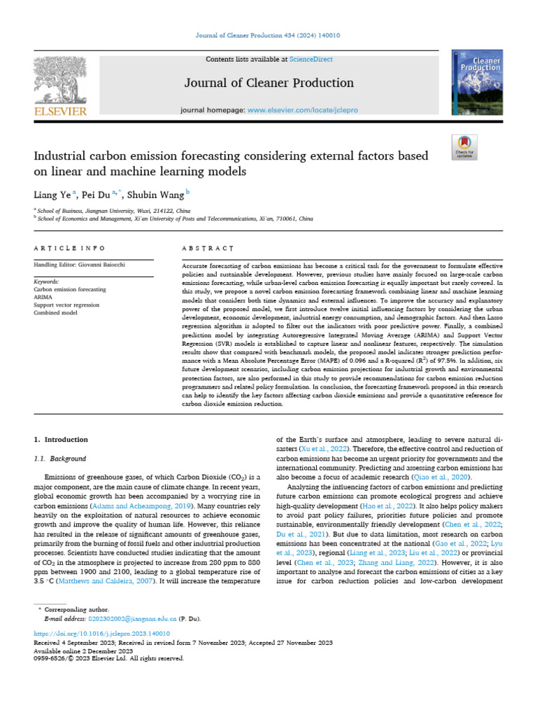 Industrial Carbon Emission Forecasting Considering External Factors