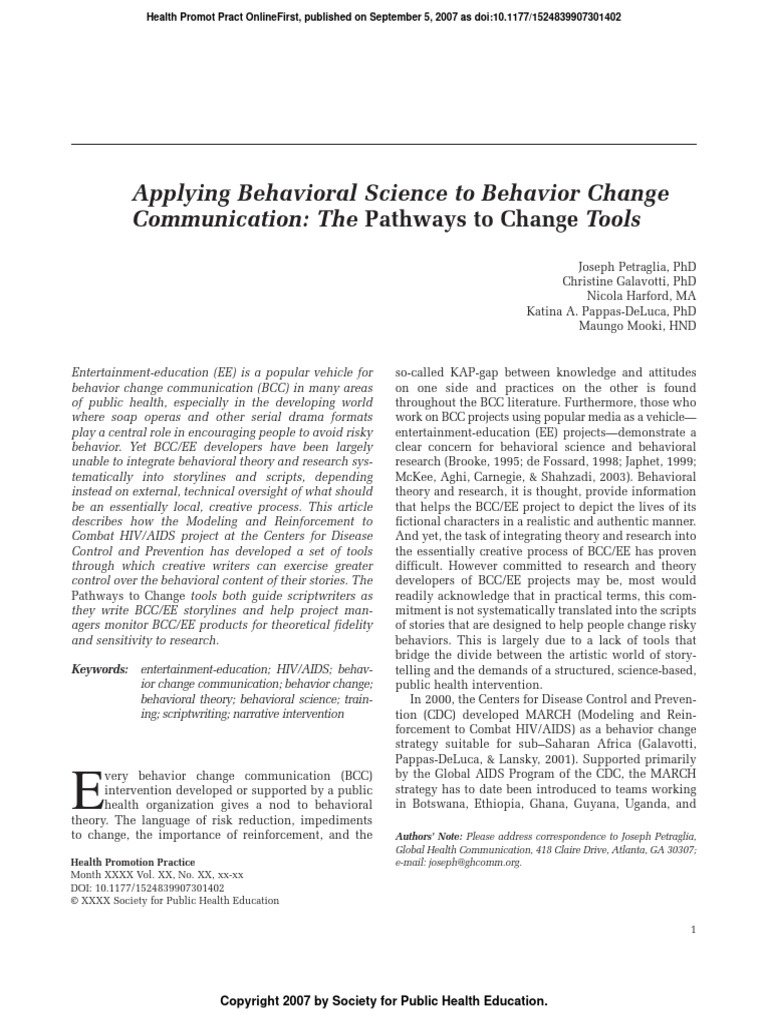 Applying Behavioral Science To Behavior | PDF | Psychological Concepts | Behavioural Sciences