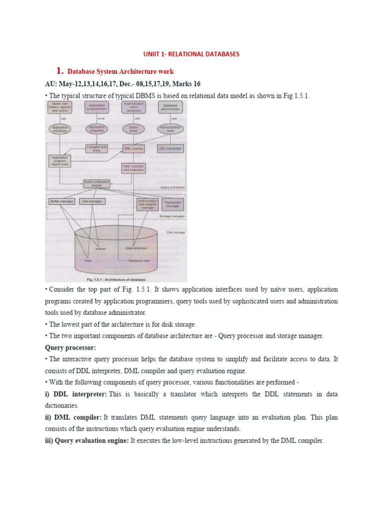 Database System Architecture Work | PDF | Relational Model | Databases Database System Architecture Work | PDF | Relational Model | Databases