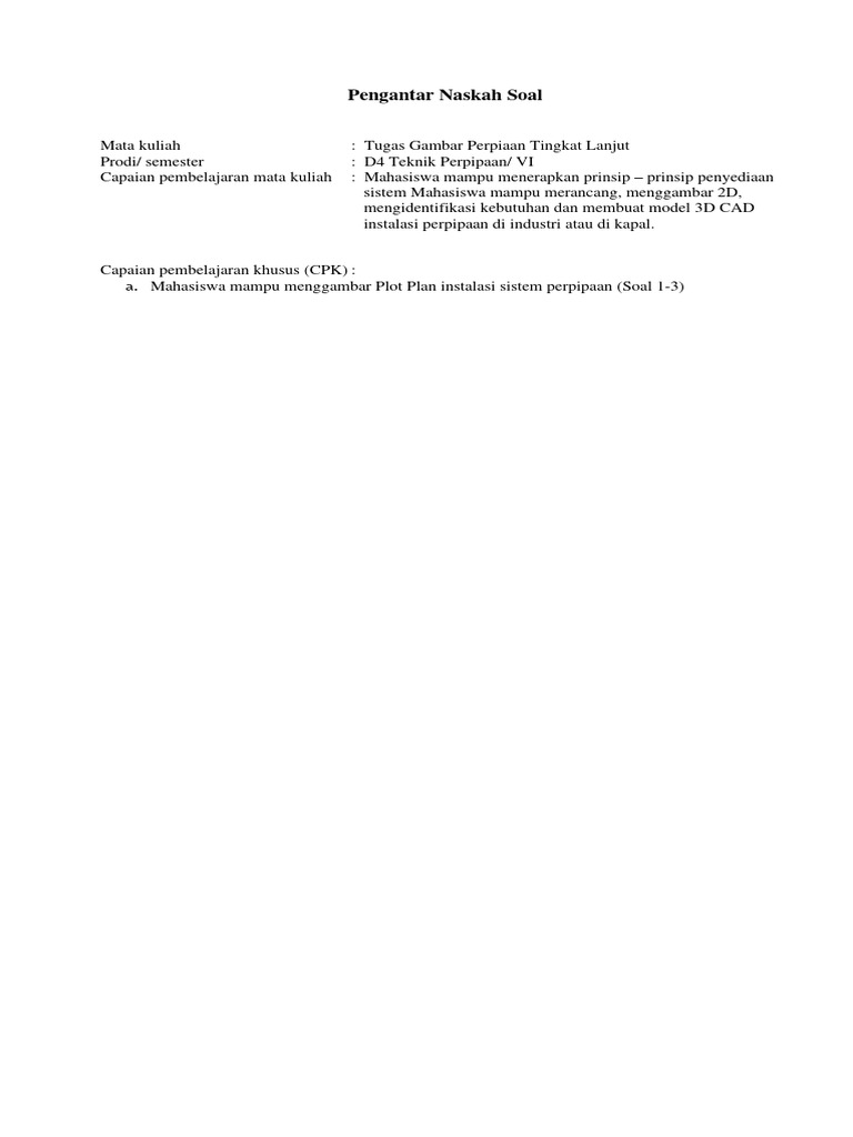 ETS Tugas Gambar Perpipaan Tingkat Lanjut | PDF | Seni | Teknologi & Rekayasa