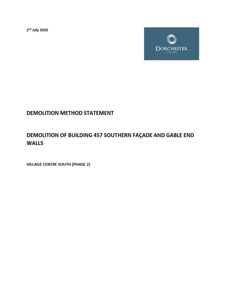 Demolition Method Statement for Building 457 | PDF | Demolition ...