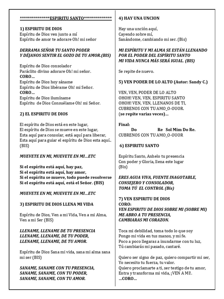 Cantos Al Espiritu Santo | PDF | Cristo (título) | espíritu Santo