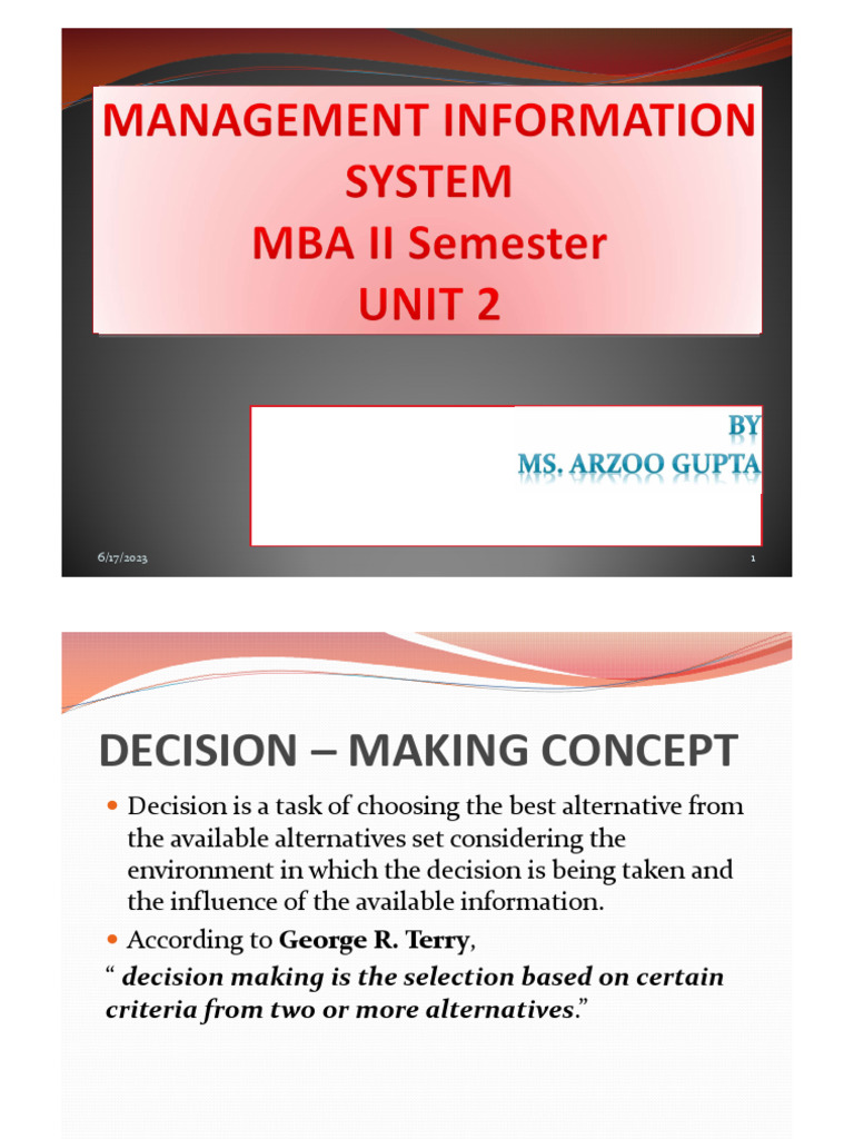 Unit 2 Mis | PDF | Decision Support System | Databases