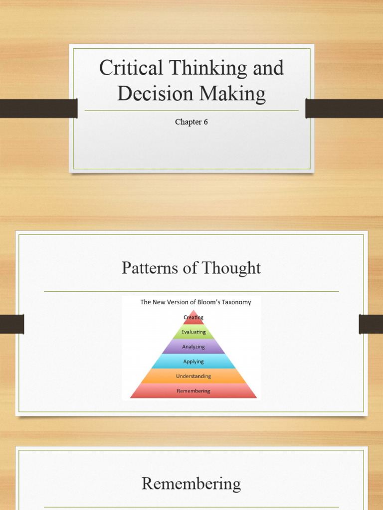 Chapter 6 Critical Thinking and Decision Making PowerPoint | PDF ...