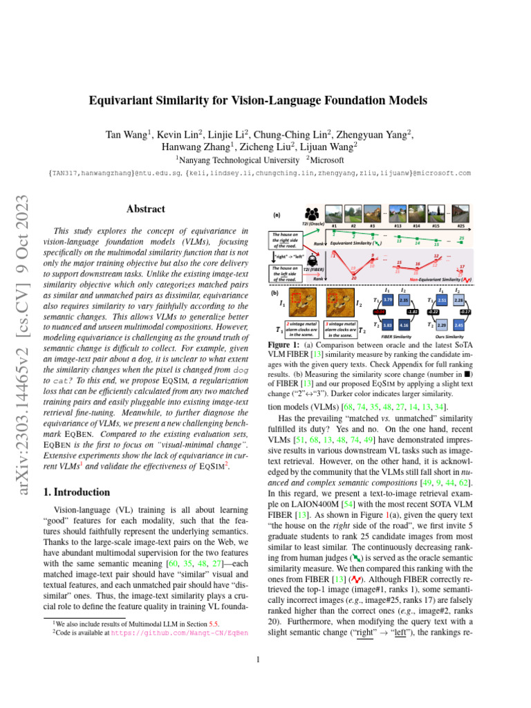 Equivariant Similarity For Vision-Language Foundation Models | PDF | Annotation
