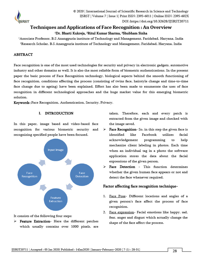 Techniques and Applications of Face Reco | PDF | Face | Biometrics