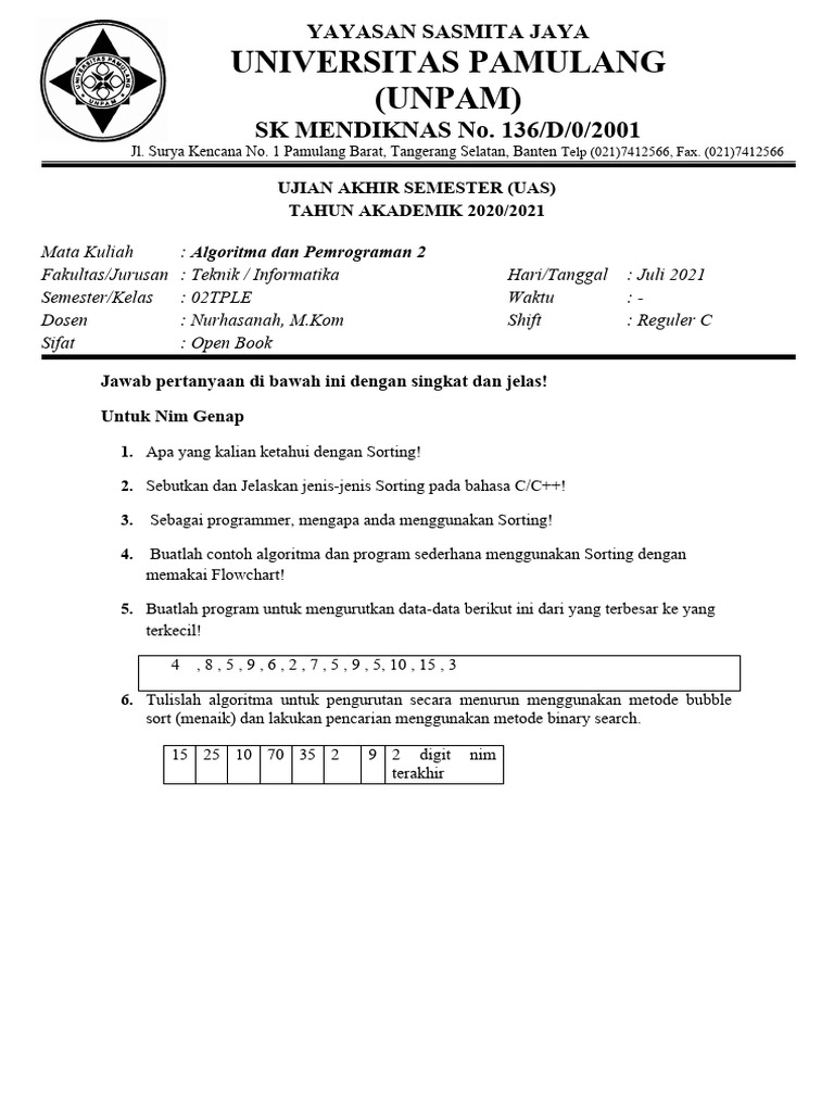 Algorima Dan Pemrograman 2 - Uas | PDF