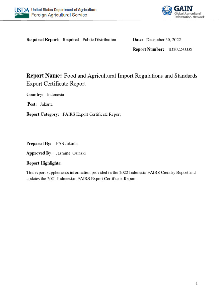 Food and Agricultural Import Regulations and Standards Export ... Food and Agricultural Import Regulations and Standards Export ...