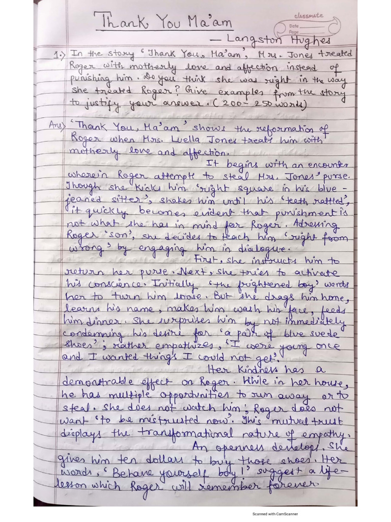 Thank You Ma'am by Langston Hughes | PDF