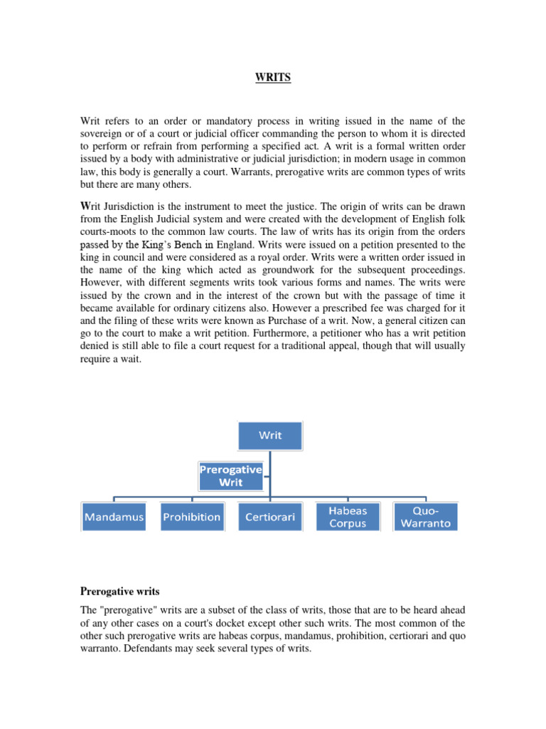 Writ Against Fundamental & Civil Rights | PDF | Writ | Habeas Corpus