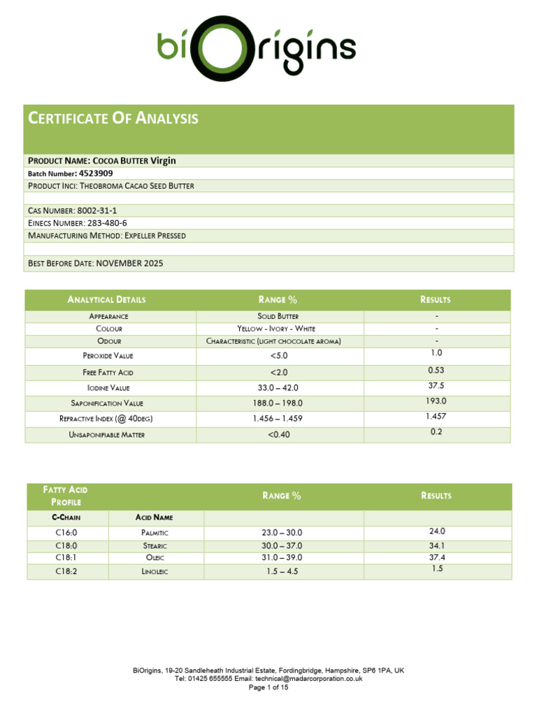 Cocoa Butter Virgin - 4523909 All Docs | PDF | Dangerous Goods | Safety