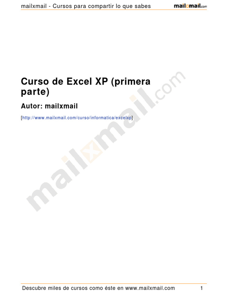 Curso Excel Xp Primera Parte | PDF | Microsoft Excel | Ventana (informática)