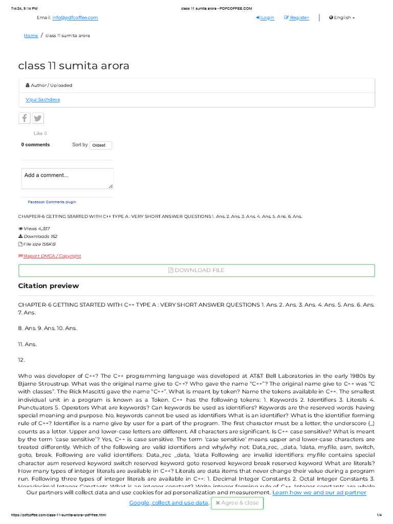 Class 11 Sumita Arora | PDF | Computer Program | Programming