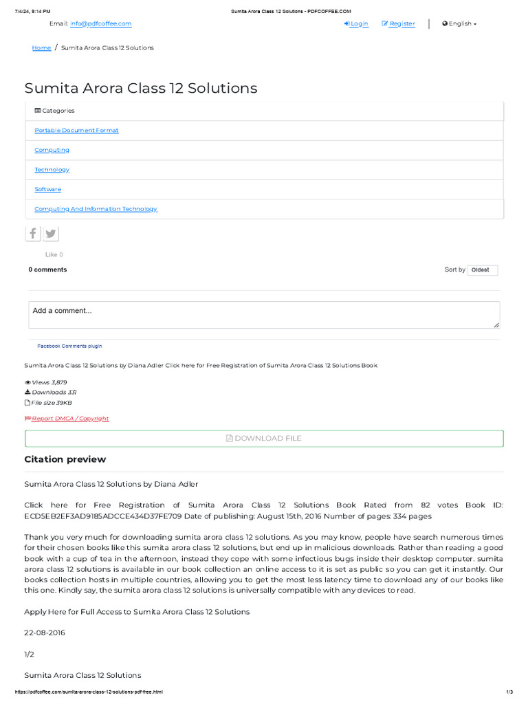 Sumita Arora Class 12 Solutions | PDF | Download | Computing