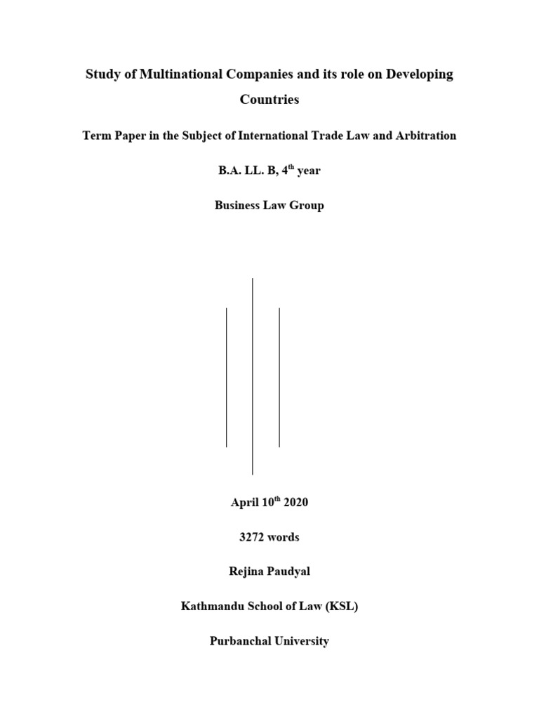 Rejina Paudyal (Study of Multinational Companies and Its Role On ...