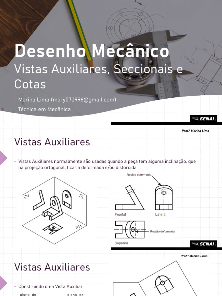 Aula 4 - Vistas Auxiliares, Seccionais e Cotas | PDF | Círculo | Desenho
