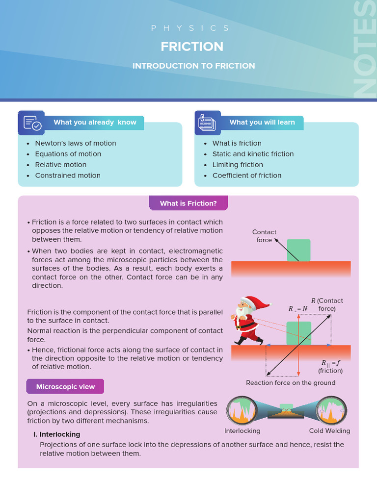 Class-11 Physics Byjus Topicwise Notes ch 5 - Introduction to Friction ...