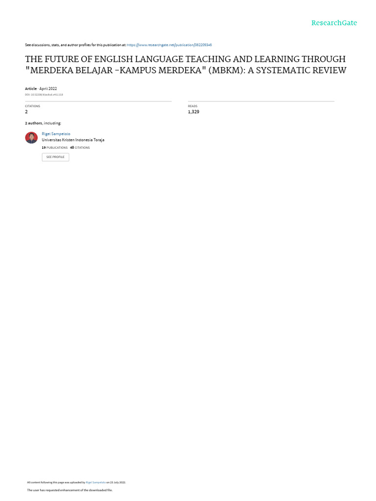 The Future of English Language Teaching and Learning Through "Merdeka ...