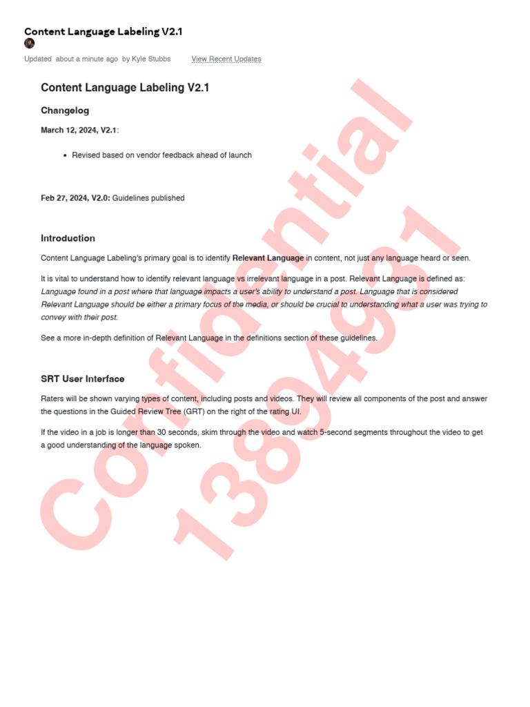 Content Language Labeling V2.1 | PDF | Human Communication