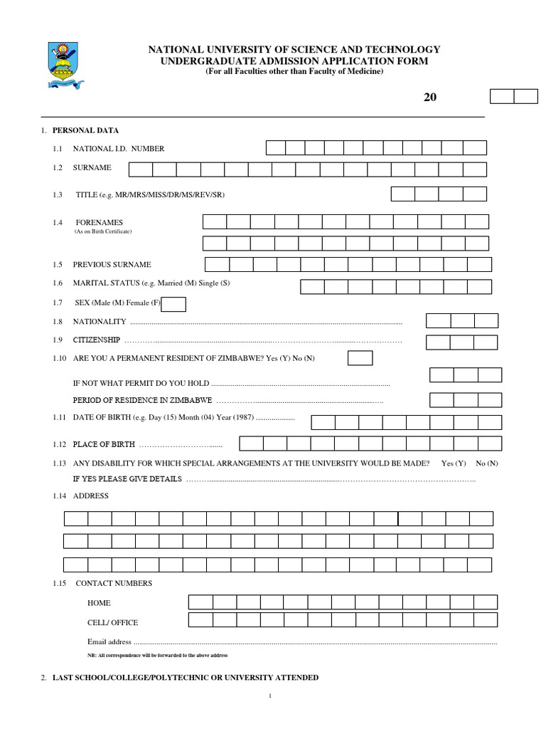 Undergraduate Application Form 1 | PDF | Academic Degree | Bachelor's ...