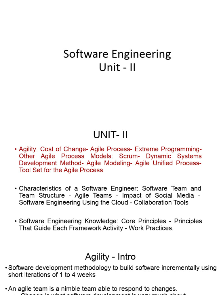 Software Engineering - Unit 2 - PPT | PDF | Agile Software Development | Scrum (Software ...