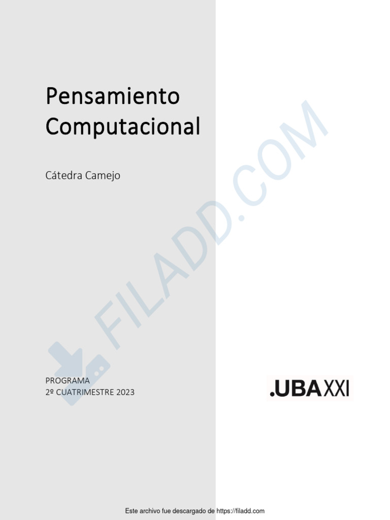 Programa 2C2023 Pensamiento Computacional | PDF | Lenguaje de ...
