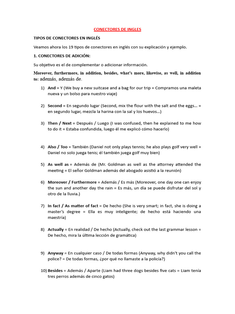 Conectores de Ingles | PDF