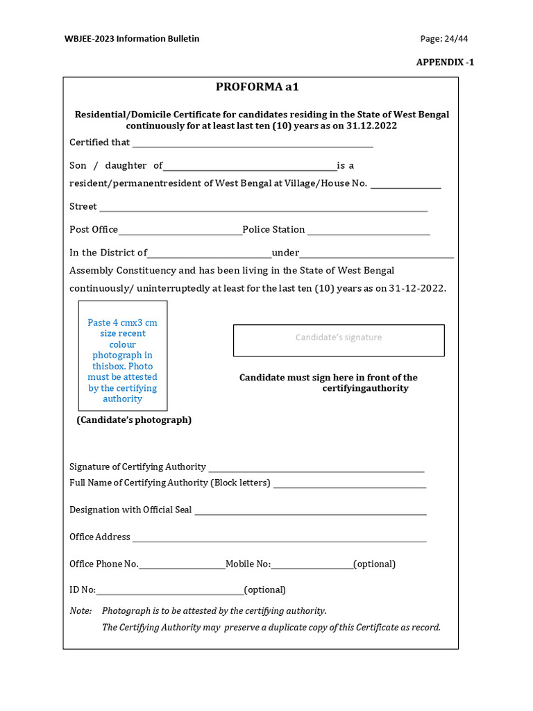 Domicile Certificate | PDF | Government