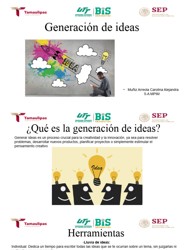 Generación de Ideas: - Muñiz Arreola Carolina Alejandra 5-A Mpim | PDF ...