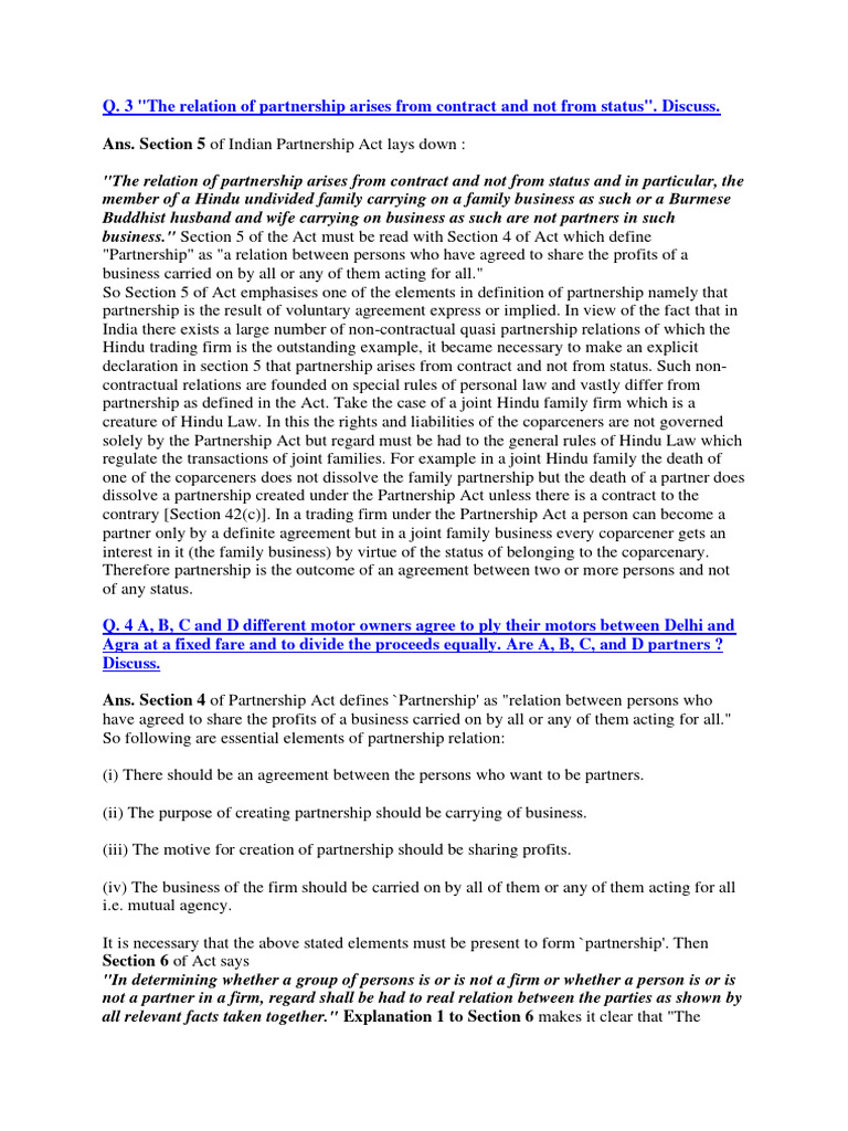 Part Law PDF | Download Free PDF | Partnership | Law Of Agency