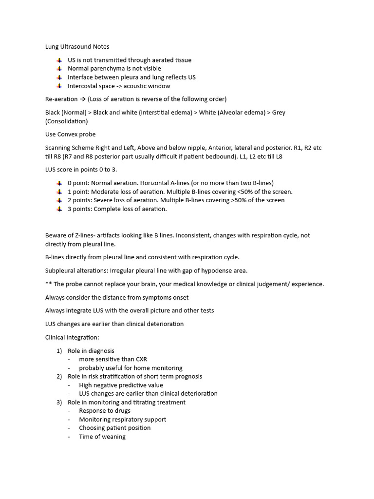 Notes Lung Ultrasound | PDF