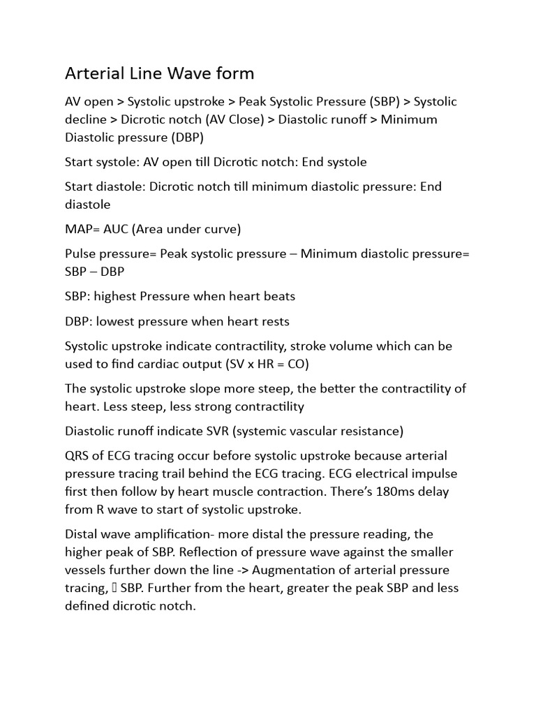 Arterial Line Wave Form | PDF | Blood Pressure | Artery